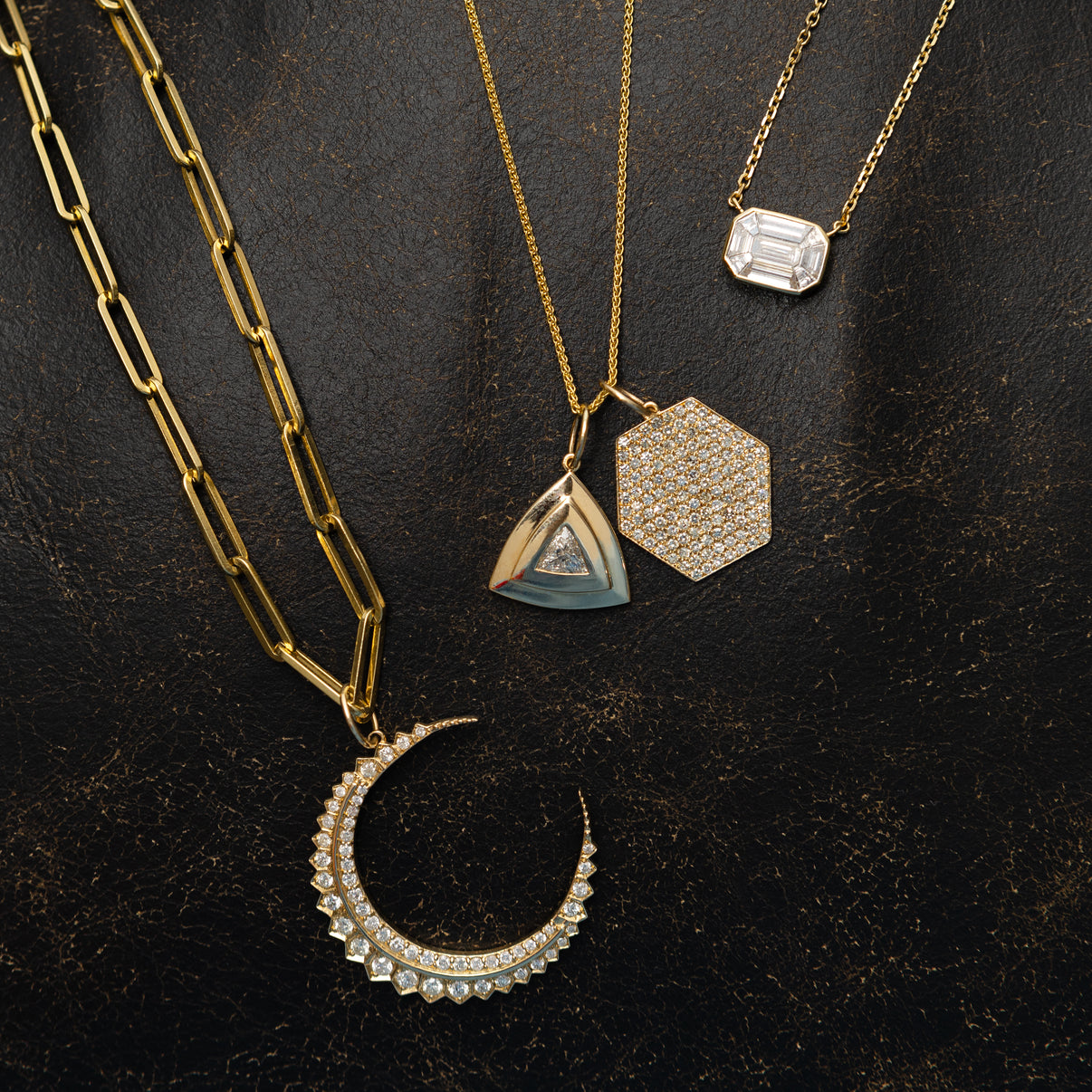 Yellow Gold Diamond Trilliant Triangle Pendant – RACHEL LYNN CHICAGO