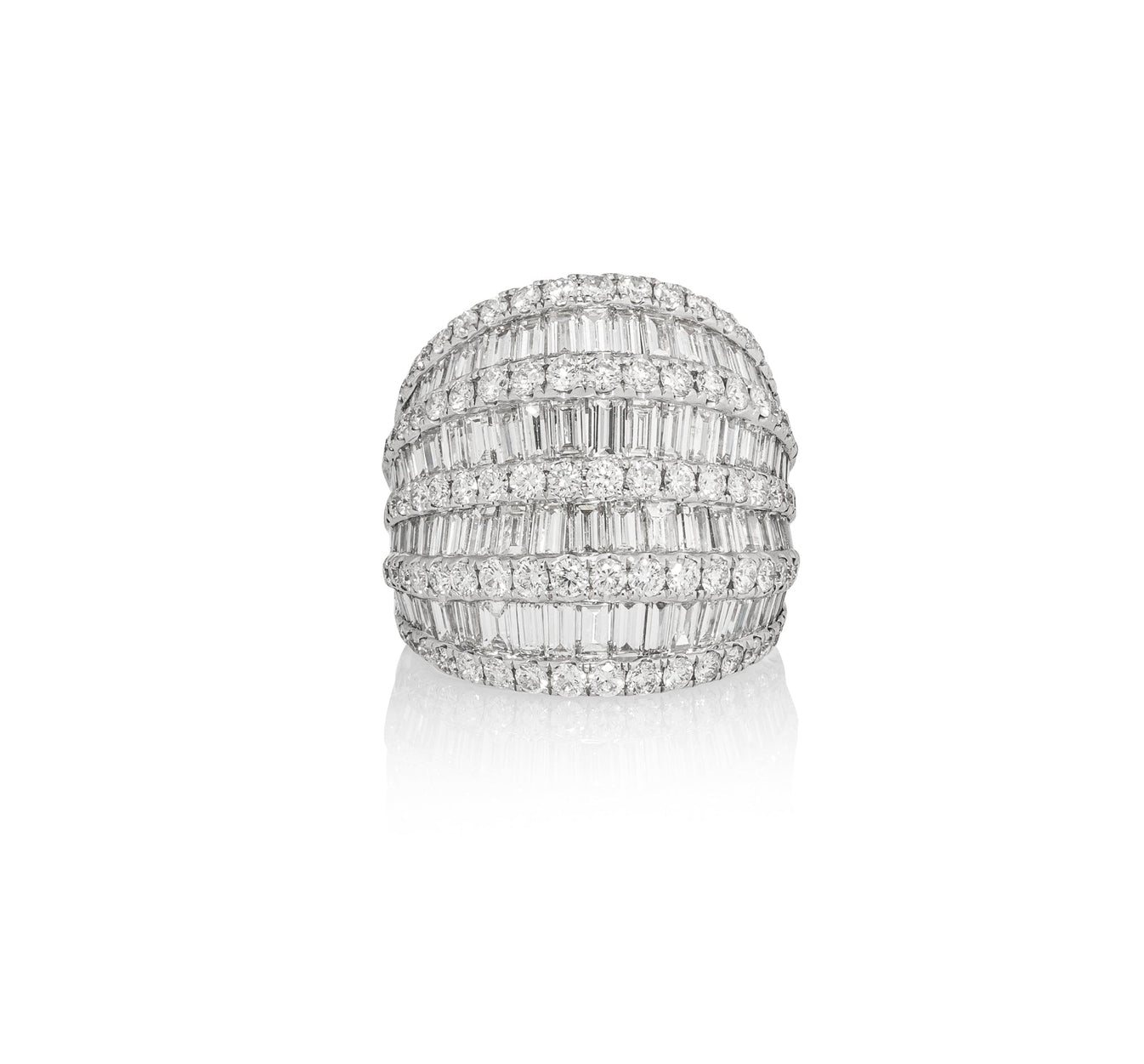 18 Karat White Gold Nine Layer Baguette Barrel Ring – RACHEL LYNN CHICAGO